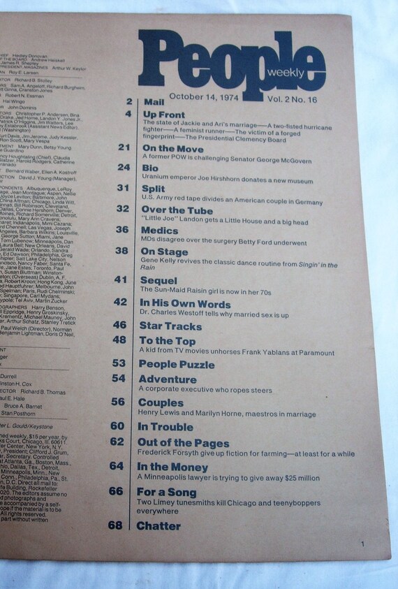 Table Of Contents People Magazine