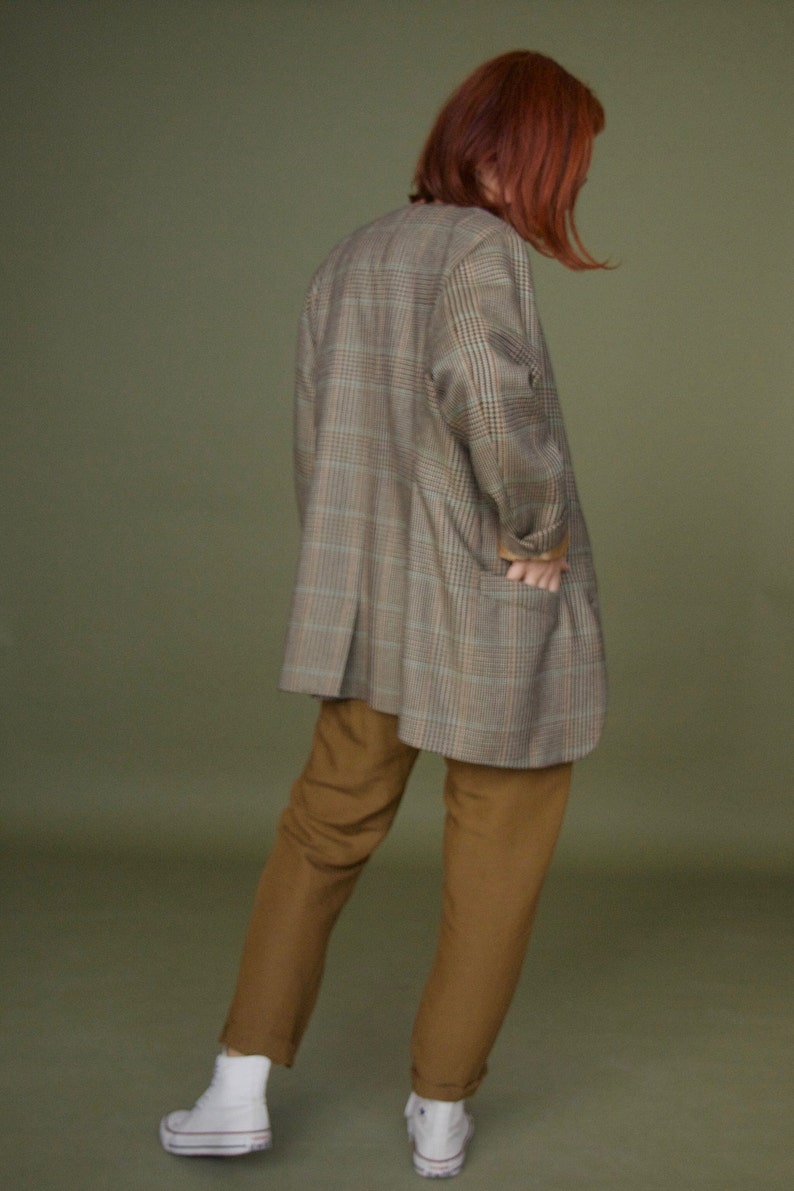 Checked Georges Rech Jacket Vintage 80s Wool Blazer Fully Lined V Neck ...