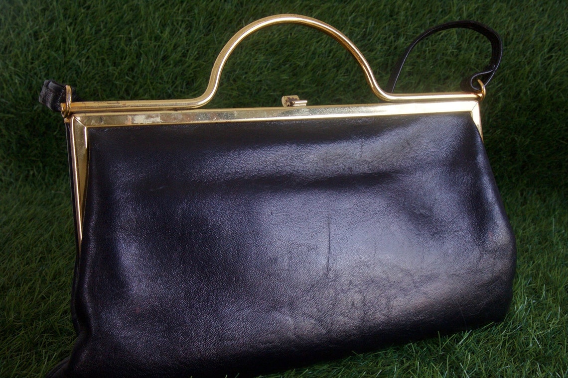 JANE SHILTON Genuine Leather Bag 70s Vintage Purse Black - Etsy