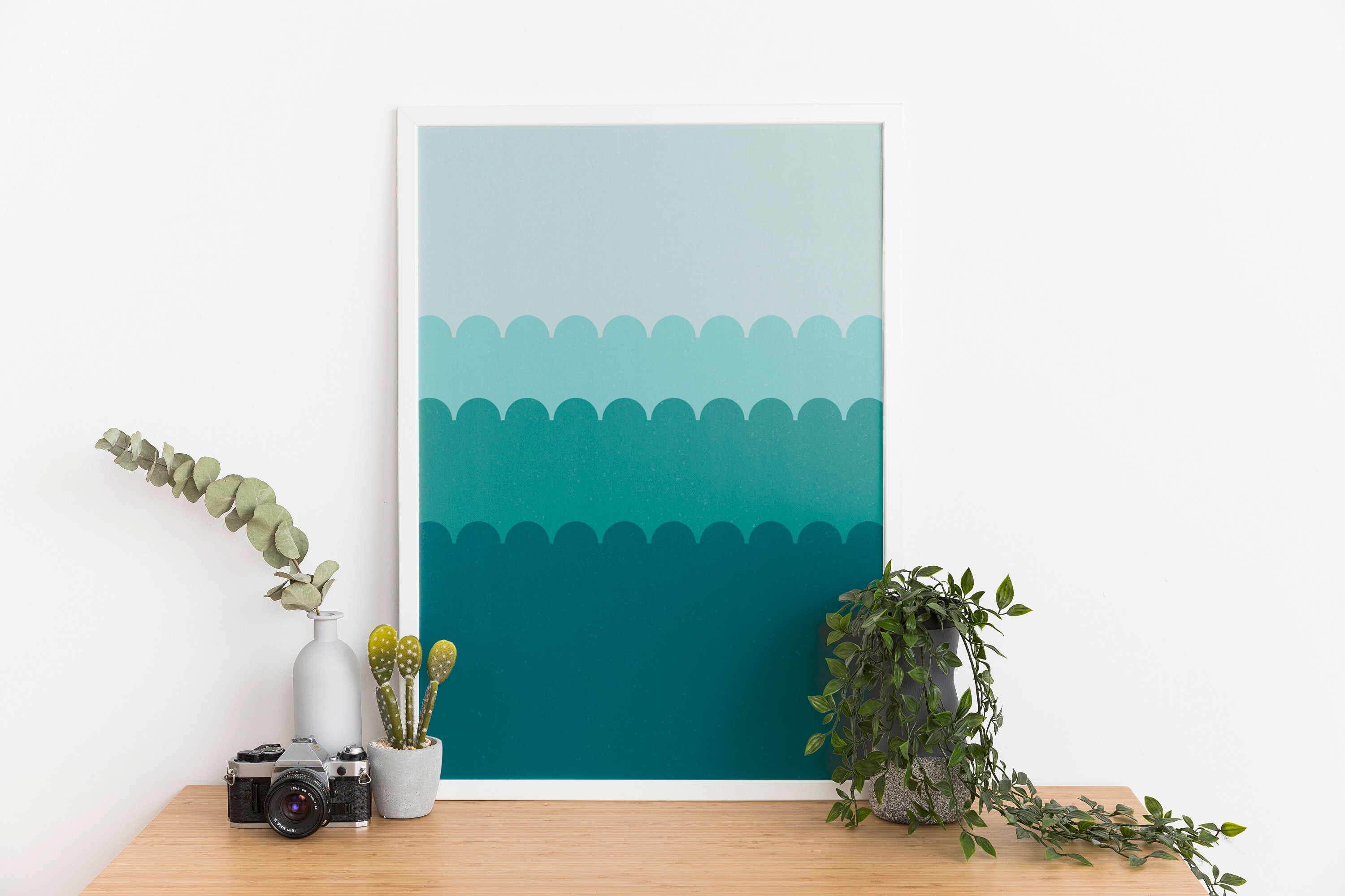 Abstract Cloud Print, Minimalist Blue Waves, Shades of Blue Printable ...