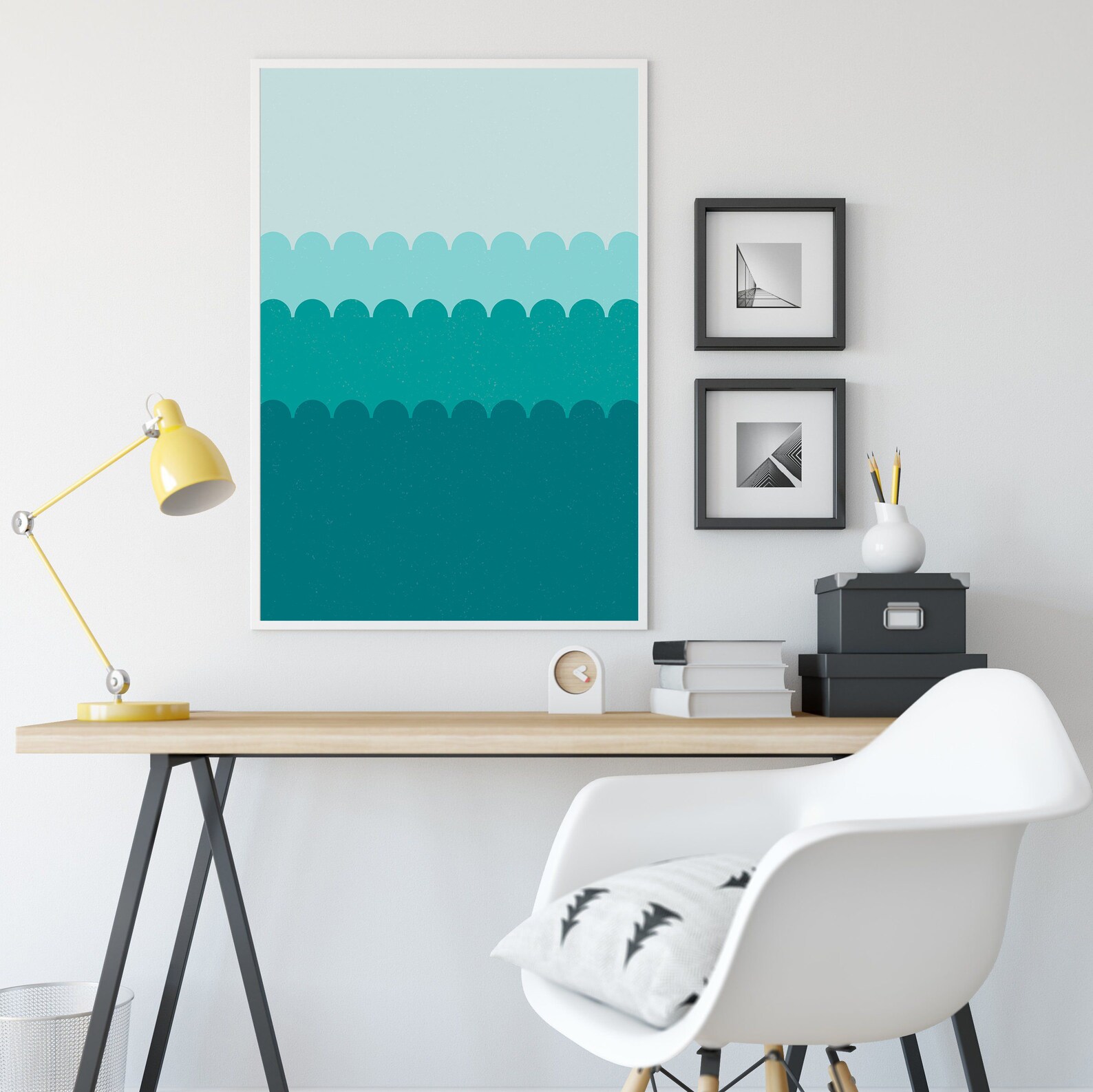 Abstract Cloud Print, Minimalist Blue Waves, Shades of Blue Printable ...