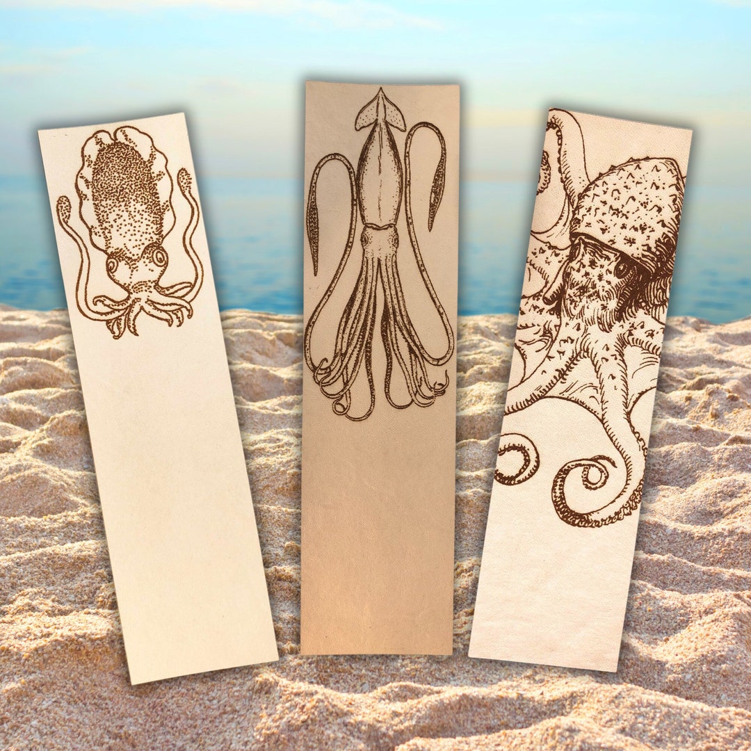 Cuttlefish, Squid or Octopus Bookmarks - Leather Cephalopod Gift ...