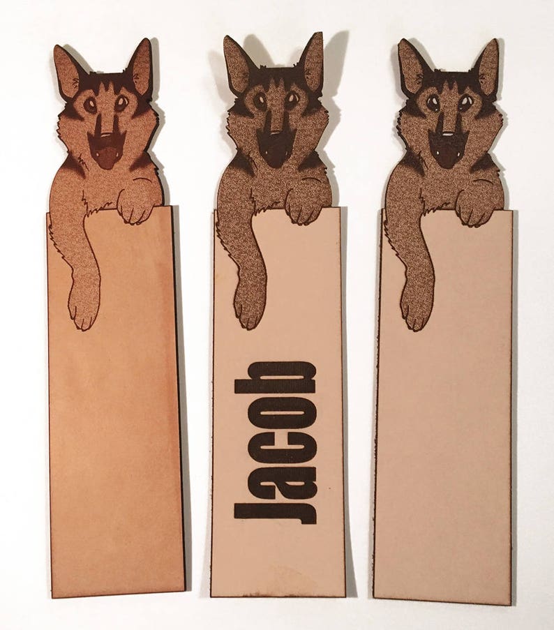 German Shepherd Dog Leather Bookmark Personalize Your GSD - Etsy