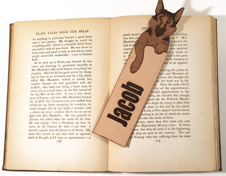German Shepherd Dog Leather Bookmark Personalize Your GSD - Etsy