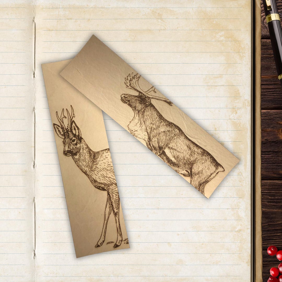 Deer Bookmarks Pick From Caribou reindeer, Roe Deer or Both Made From ...