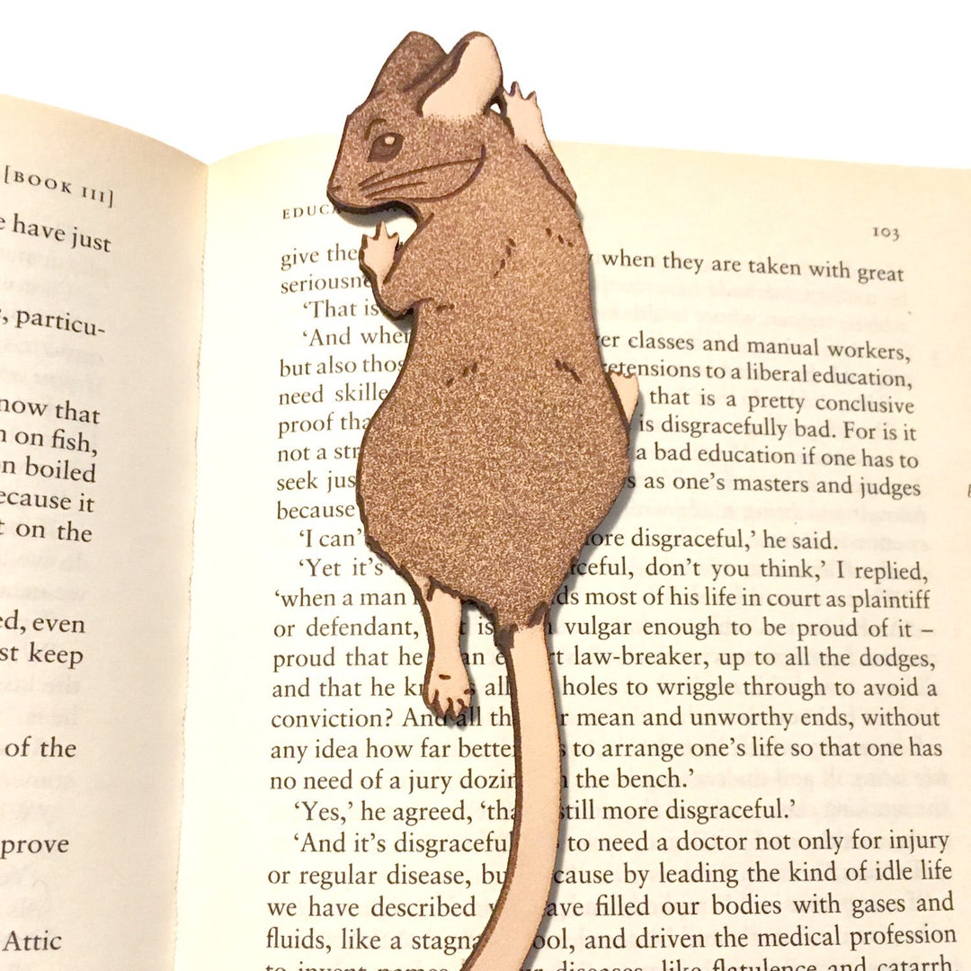Leather Mouse Bookmark, a Cute Mouse or Rat Themed Gift Idea. Made in ...