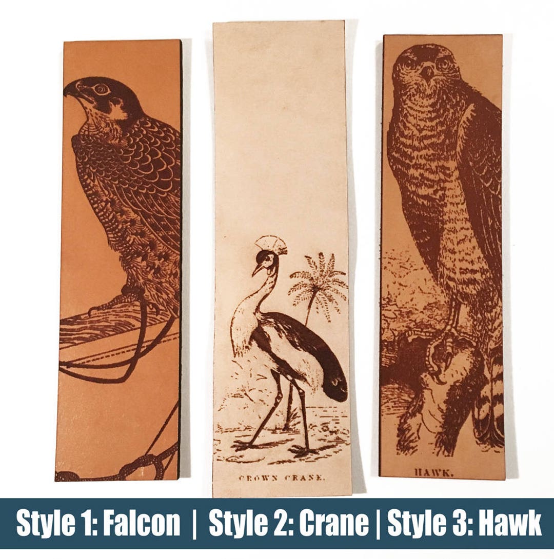 Leather Bird Bookmarks: Falcon Bookmark Hawk Bookmark or - Etsy