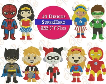 Superhero embroidery design | Etsy