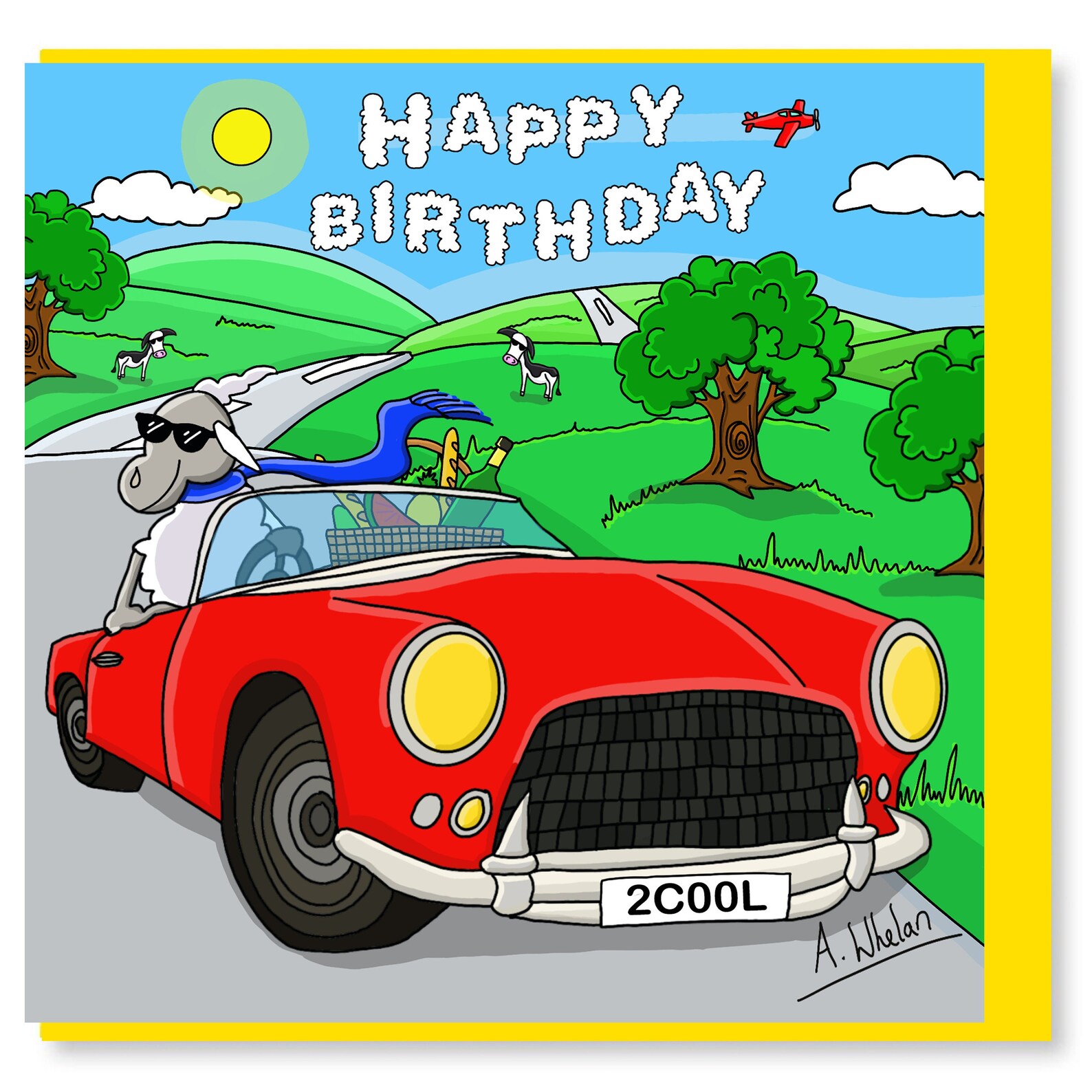 Happy Birthday Red Car Greetings Card, Happy Days, Sheep, Fun Card ...