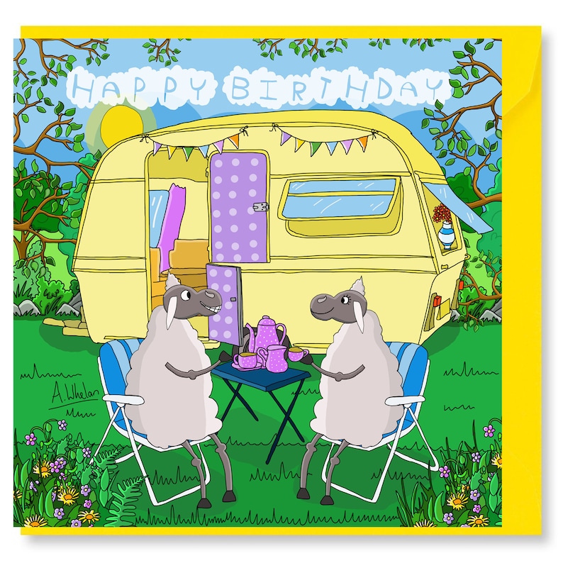 Happy Birthday Happy Caravan Sheep Greetings Card, Happy Days, Sheep ...