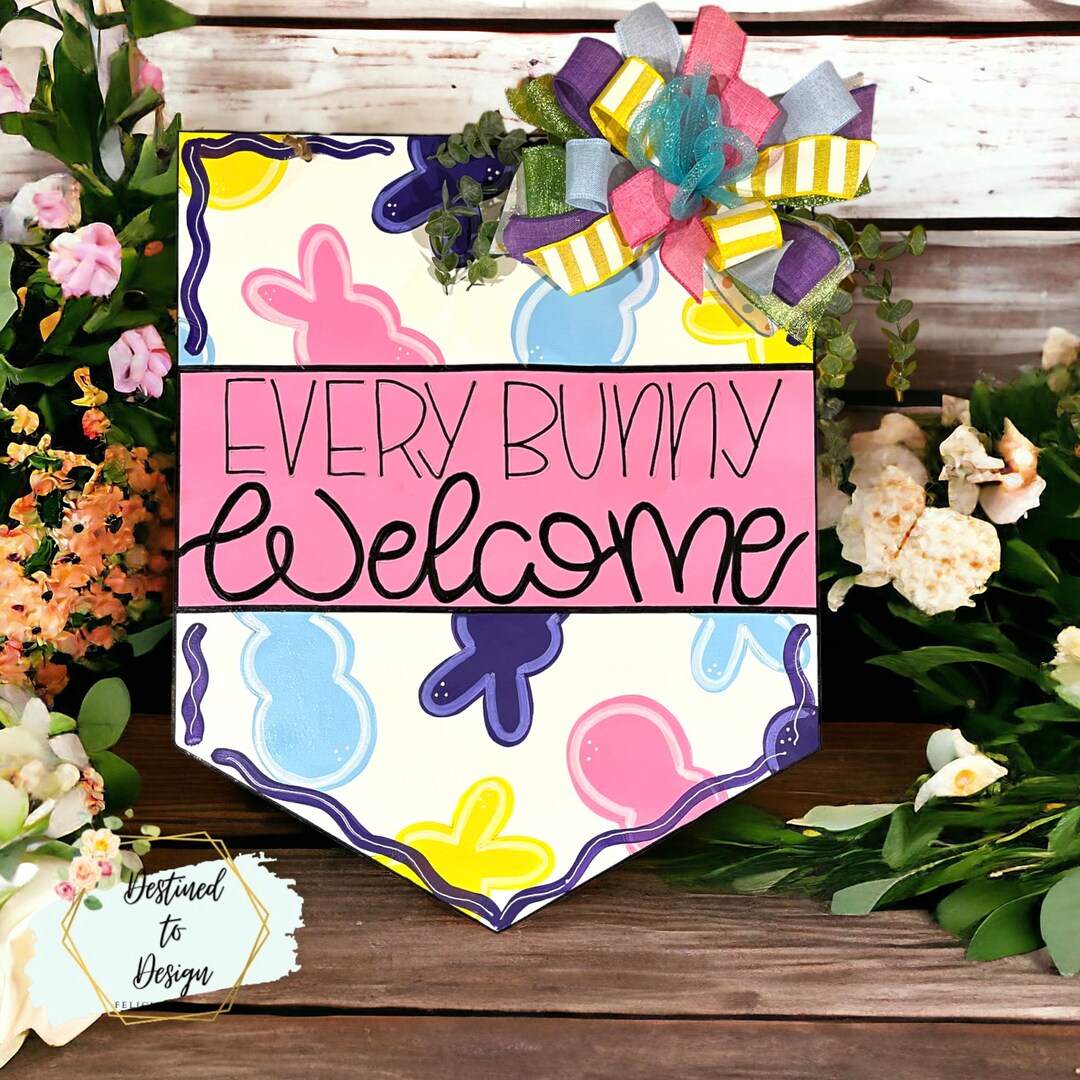 Every Bunny Welcome Sign, Easter Door Hanger, Easter Bunny Sign - Etsy