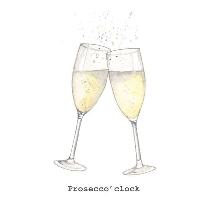 Prosecco Embellished Card taken from an Original Watercolour / | Etsy