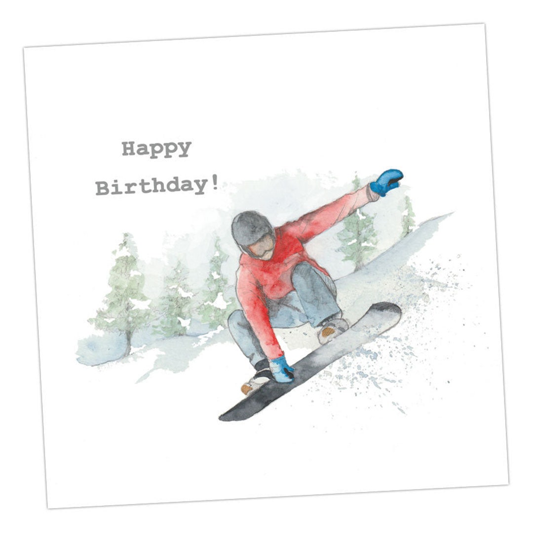 Birthday Card / Card for Him / Card for Her / Snowboarder Card / Winter ...