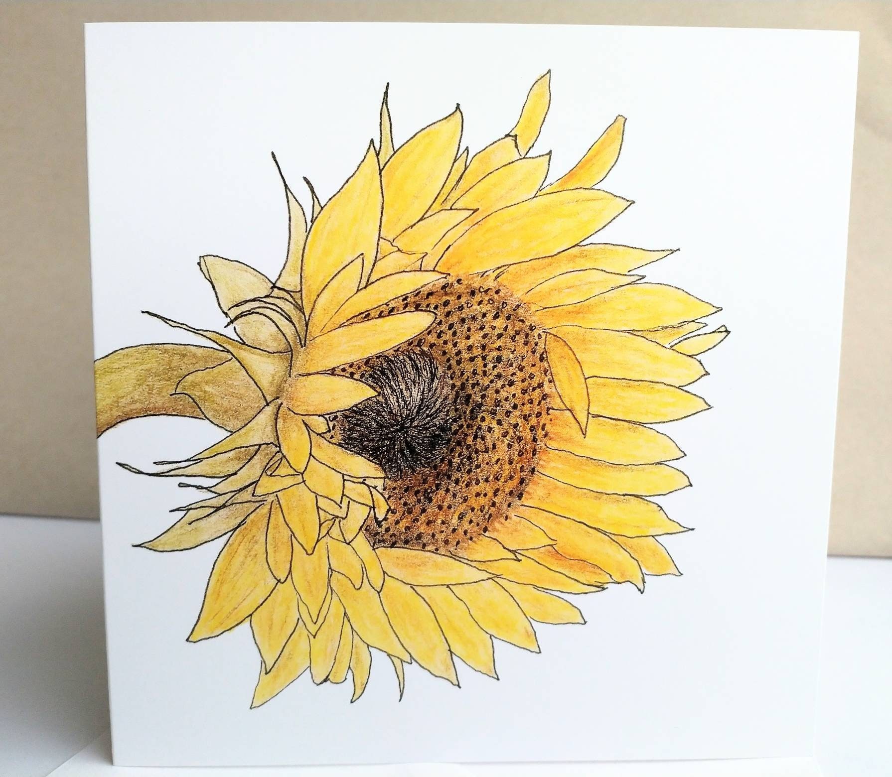 Sunflower Greetings Card Flower Card Sunflower Art Card - Etsy New Zealand