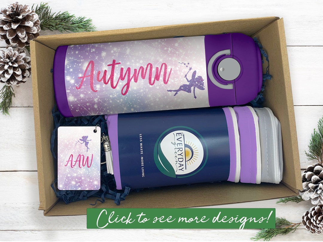 Girls Fairy Themed Gift Box With Personalized Water Bottle, Keychain ...