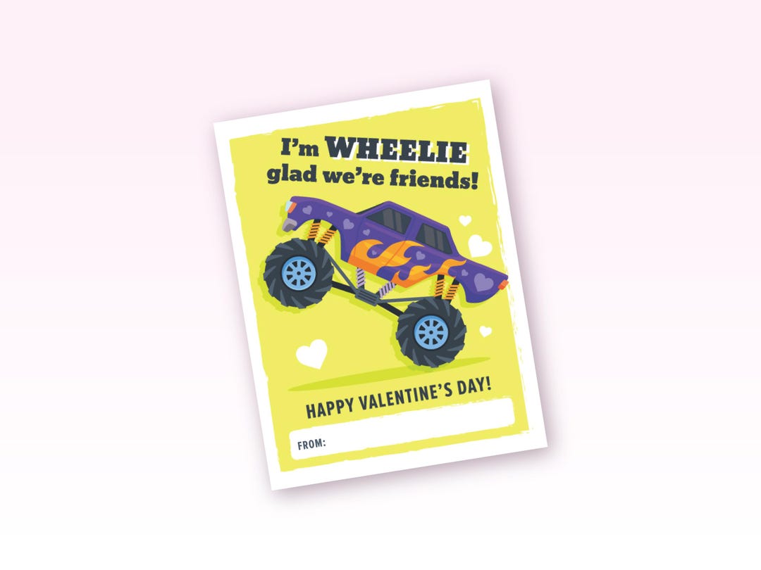Printable Monster Truck Valentine, Digital Download PDF - Etsy