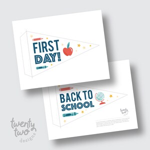 Back to School and First Day, Printable Pennant Flags - Etsy