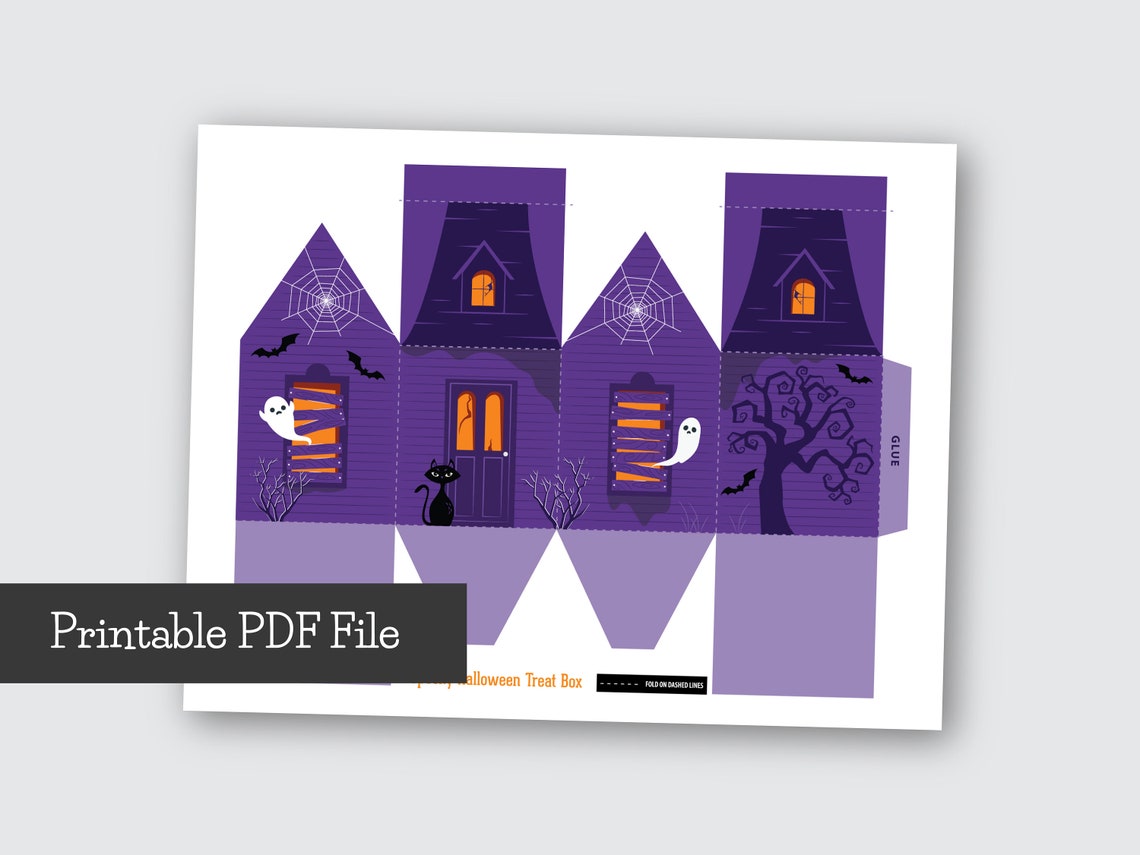 Printable Haunted House Box Pattern Printable Halloween Craft - Etsy