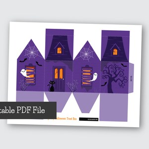 Printable Haunted House Box Pattern, Printable Halloween Craft - Etsy