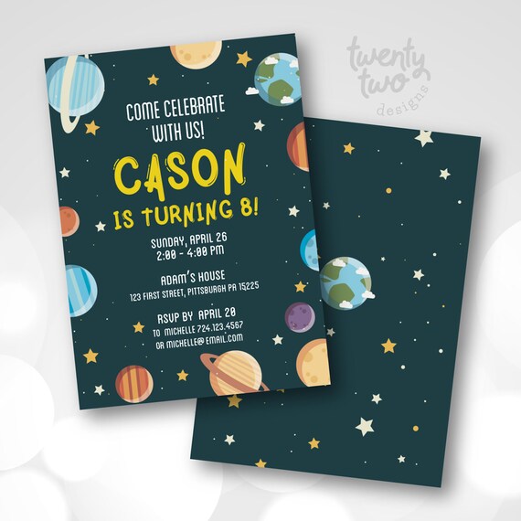 Kids Outer Space Birthday Invitation Printable Astronaut | Etsy