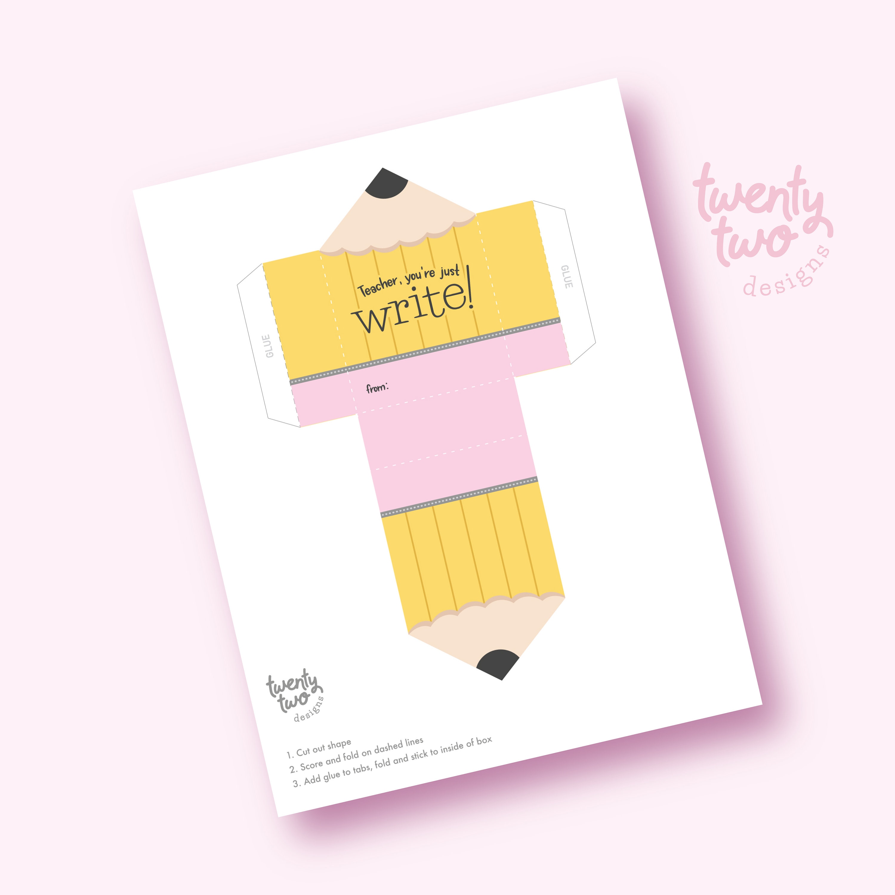 Teacher Appreciation Printable Box Pattern - Etsy