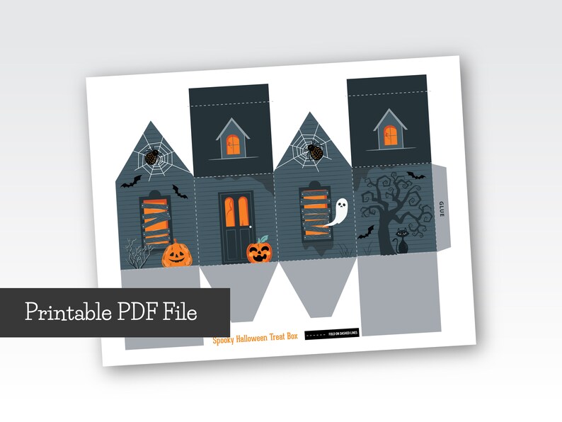 Printable Haunted House Box Pattern Printable Halloween Craft - Etsy