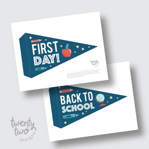 Back to School and First Day, Printable Pennant Flags - Etsy