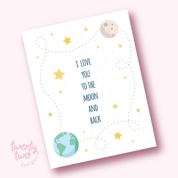 Printable I Love You to the Moon and Back Valentine Card Card - Etsy