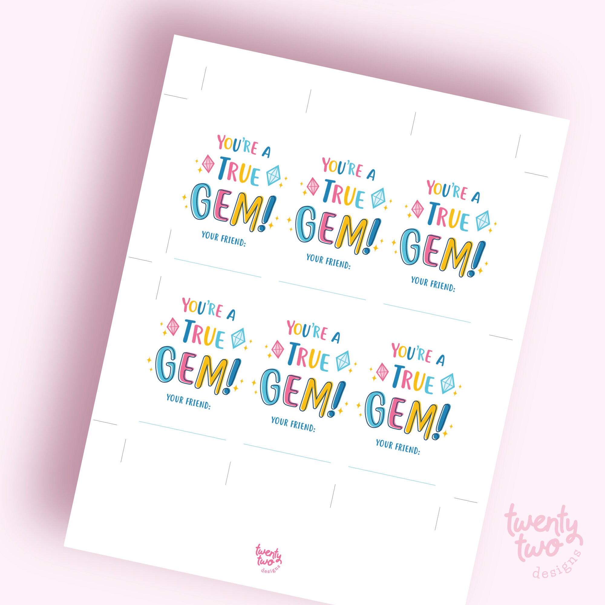 You're A True Gem Printable Ring Pop Valentine - Etsy