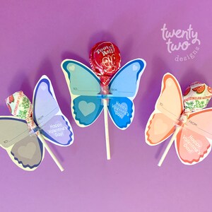 Printable Butterfly Lollipop Holder, Butterfly Valentine for Kids ...