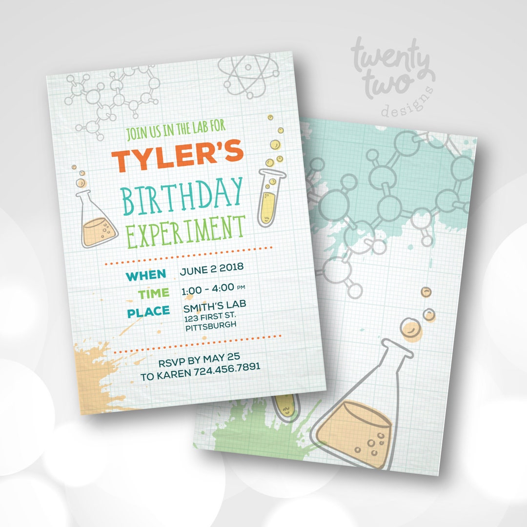 Science Lab Birthday Party Invitation Printable Party - Etsy