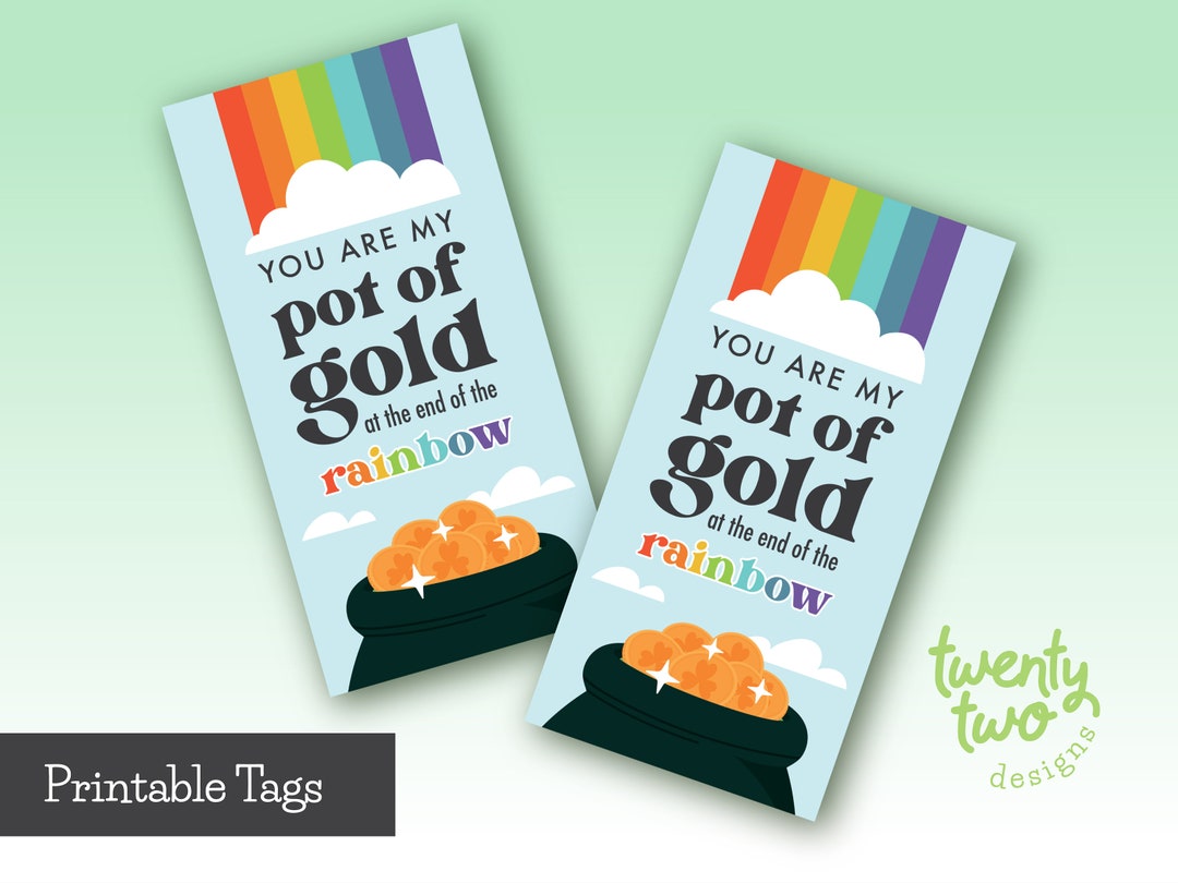 Printable St. Patrick's Day Gift Tags, Pot of Gold St. Patrick's Day ...