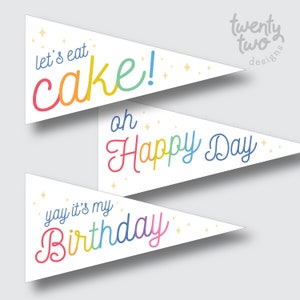 Birthday Printable Pennant Flags, Birthday Decoration, Photo Prop - Etsy