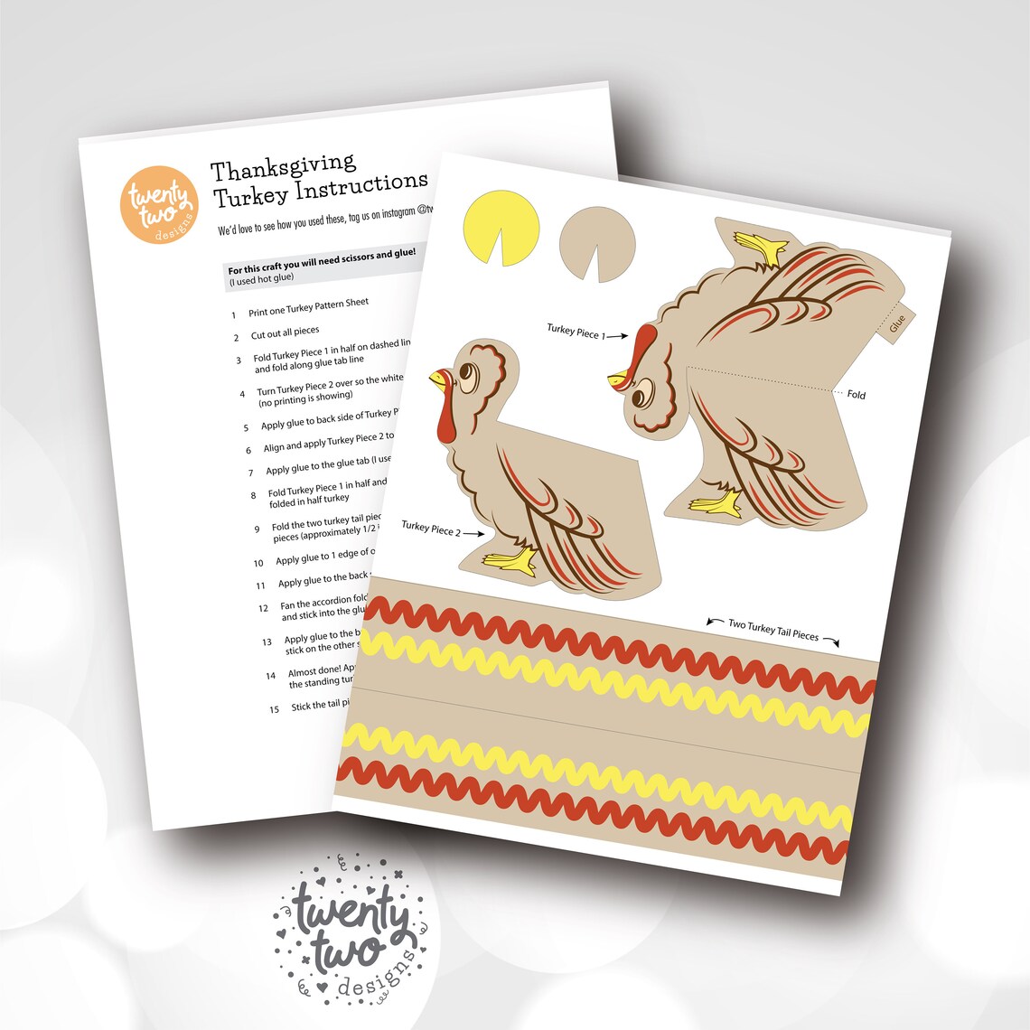 Printable Turkey Craft Thanksgiving Table Decoration - Etsy