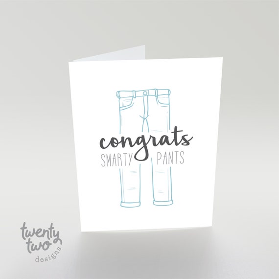 Congrats Smarty Pants Printable Graduation Card Blank - Etsy