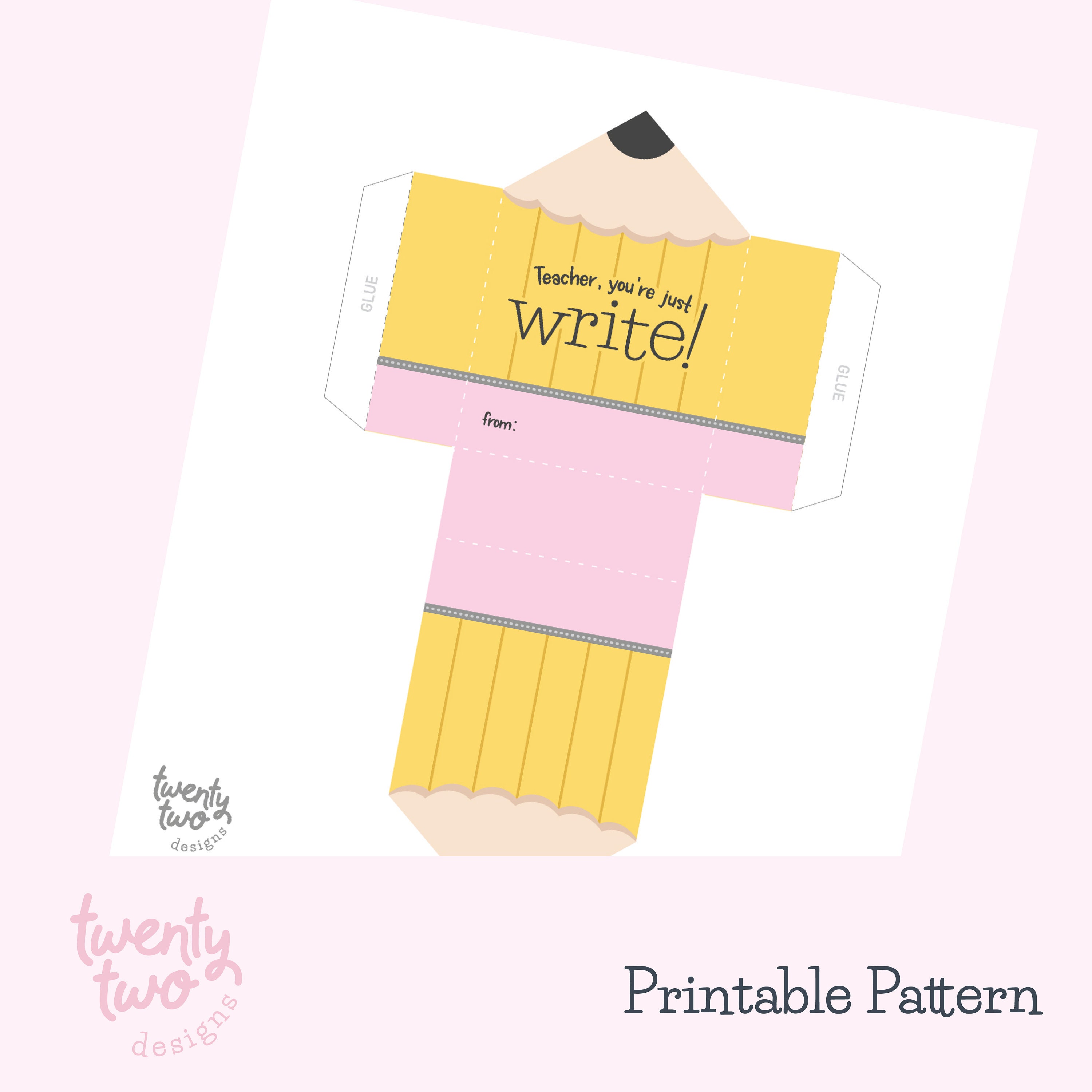 Teacher Appreciation Printable Box Pattern - Etsy