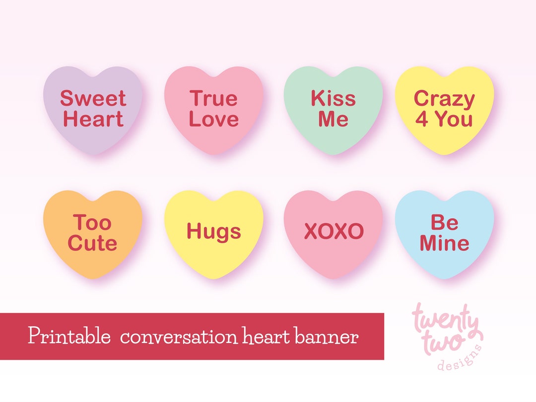 Printable Conversation Heart Banner, Valentine Printable Decoration ...