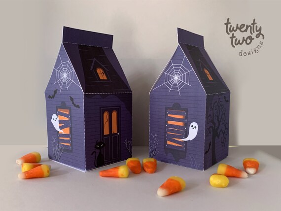 Printable Haunted House Box Pattern Printable Halloween Craft - Etsy