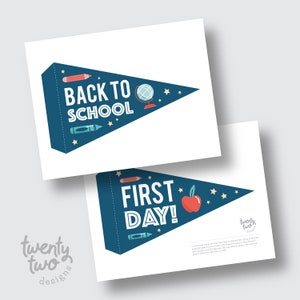 Back to School and First Day, Printable Pennant Flags - Etsy