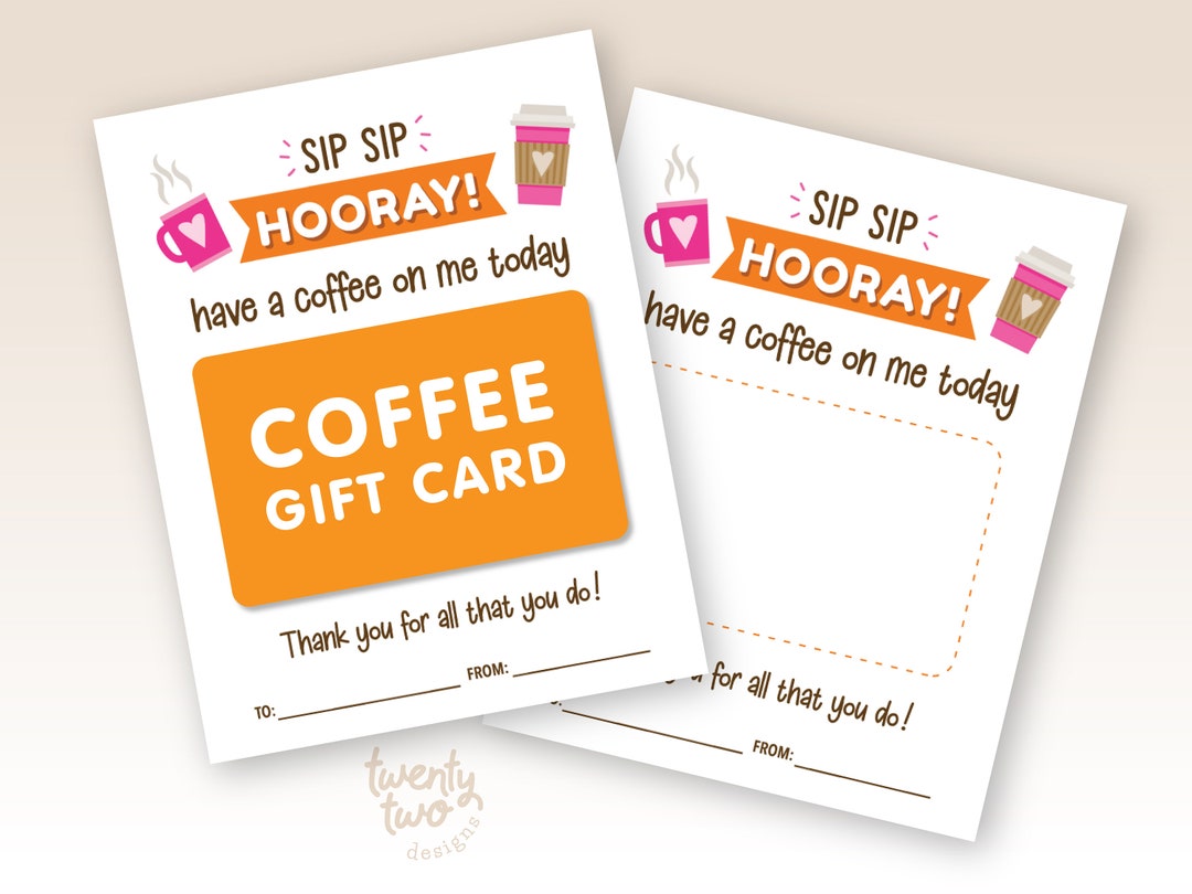 Sip Sip Hooray Coffee Gift Card Holder, Printable Gift Card Holder - Etsy