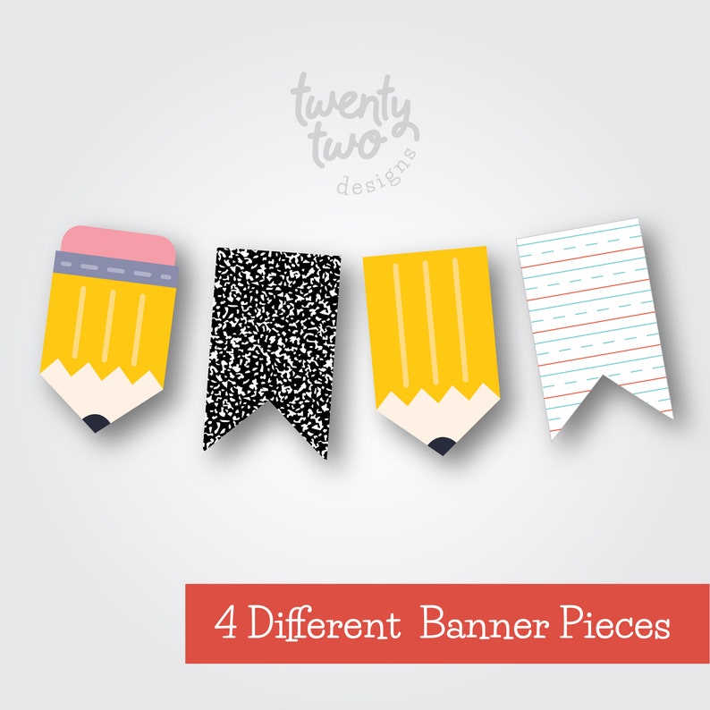 Back to School Printable Banner Pencil & Notebook Banner | Etsy