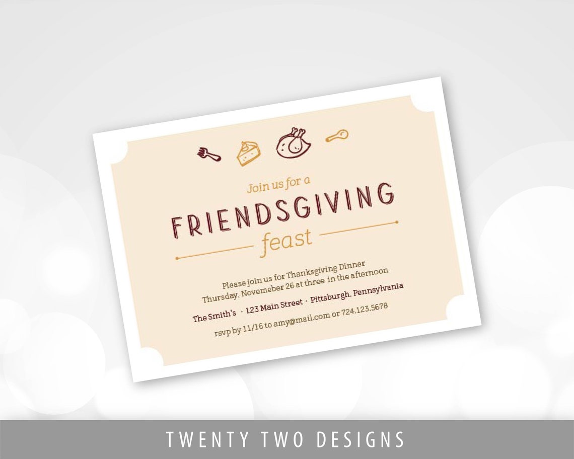 Printable Friendsgiving Invitation Fall Dinner Party - Etsy