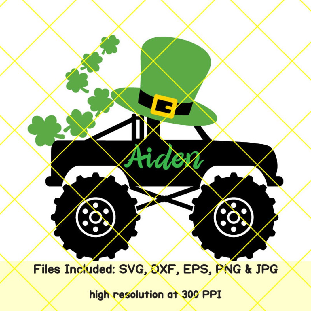 Leprechaun Svg Kids St Patricks Day Svg Shamrock Monster Truck Svg Boy ...