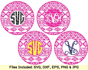 Aztec Circle Monogram Svg - Etsy