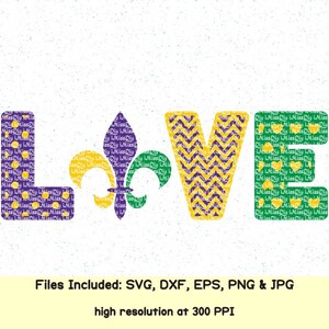 Mardi Gras Svg Fleur De Lis Svg LOVE Svg Beads New Orleans Louisiana ...