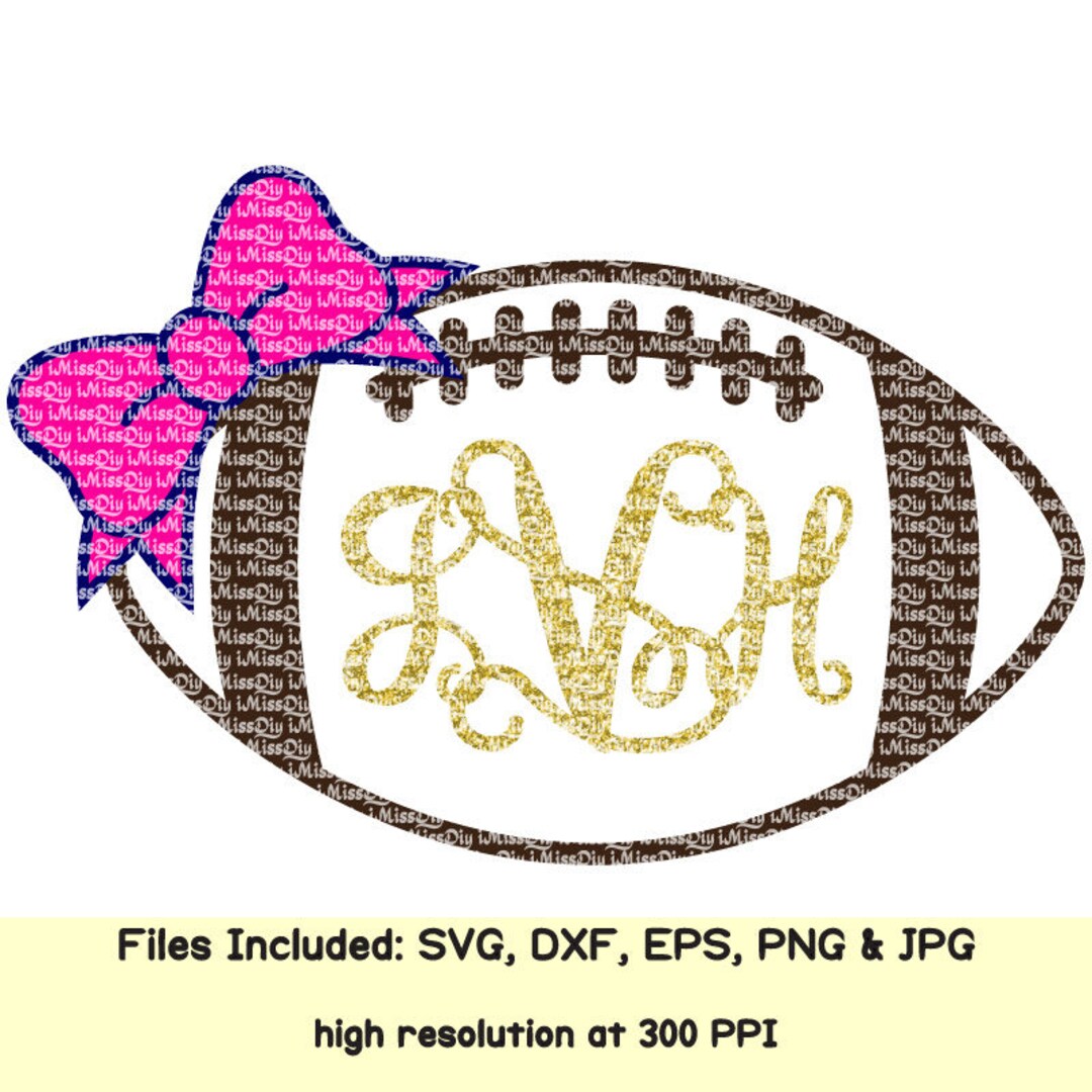 Love Football Svg Fall Cheer Bows Mom School Spirit Team Monogram Svg ...