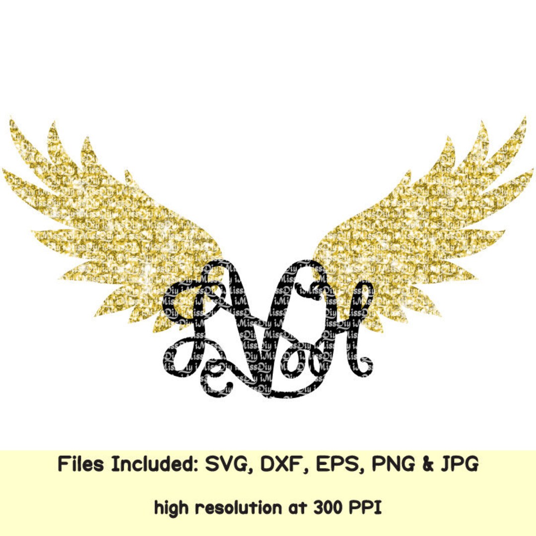 Angel Wings Svg Charm Baby Feather Monogram Svg Files for Cricut ...