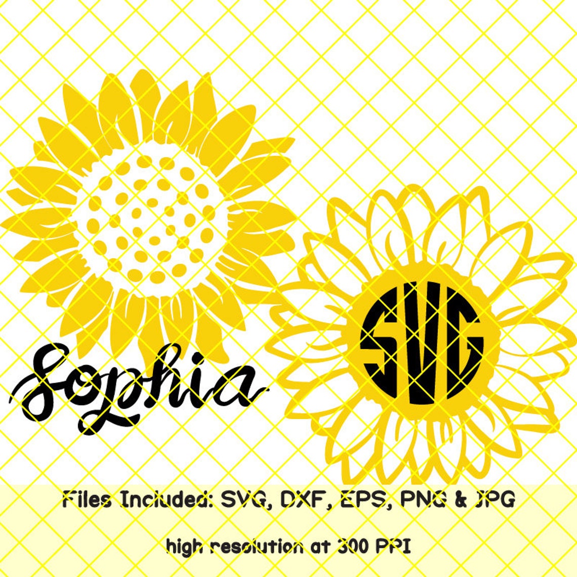 Sunflower Svg Cut File Sunflower Monogram Svg Sunflower Svg | Etsy