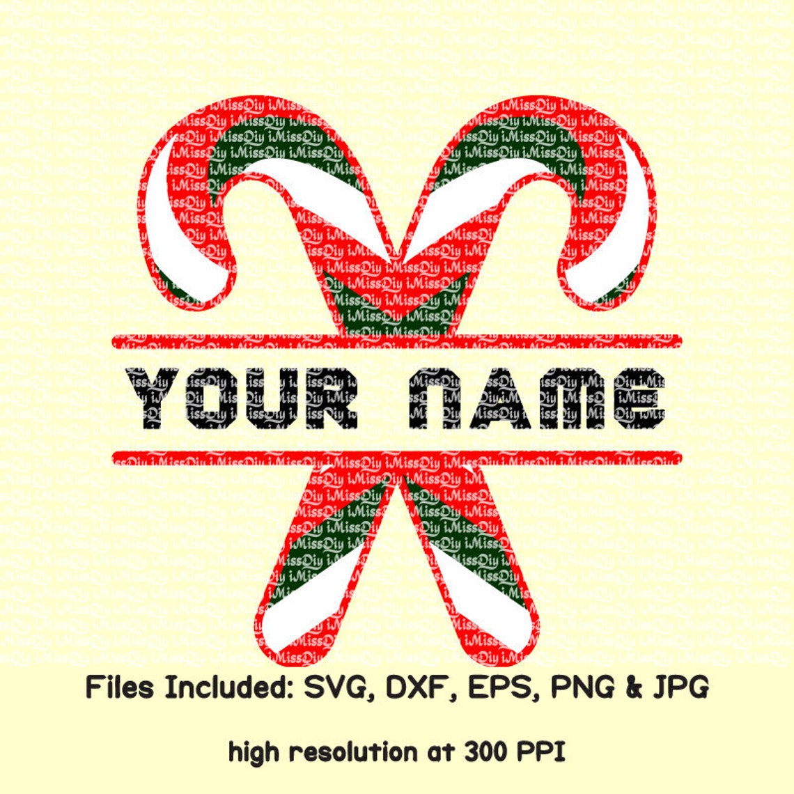 Candy Cane Svg Christmas Svg Split Monogram Svg Files for | Etsy