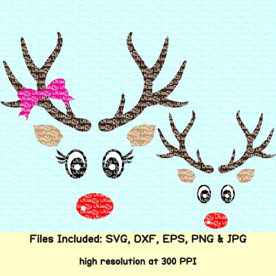 Christmas Svg Reindeer Svg Bundle Names Face Deer Head Antlers Monogram ...